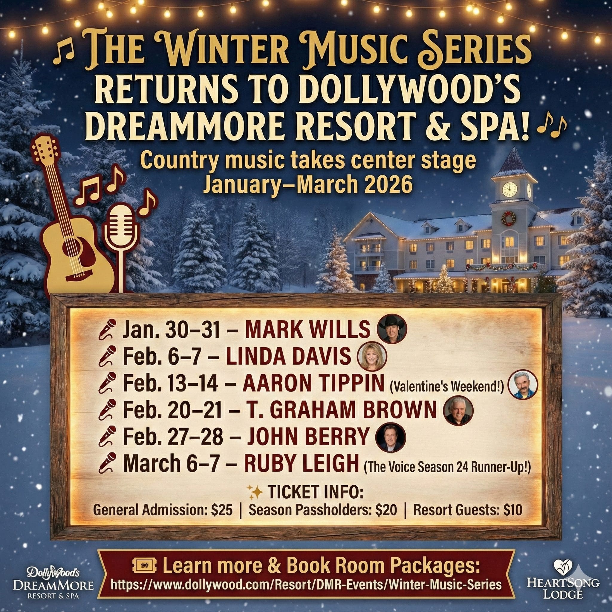 THE WINTER MUSIC SERIES RETURNS TO DOLLYWOOD’S DREAMMORE RESORT AND SPA ...